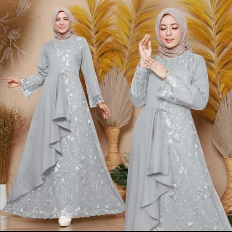 Jual Dress Muslim Brukat Gamis Brokat Kombinasi Tile Wanita Elegan Terbaru Di Seller Retail Indo ...