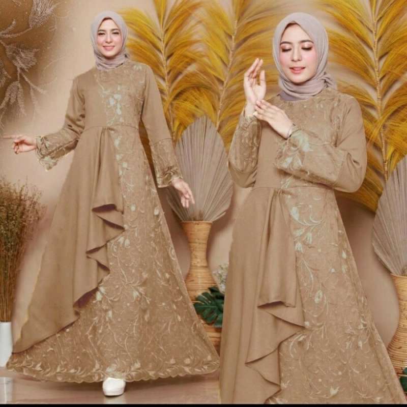 Jual Dress Muslim Brukat Gamis Brokat Kombinasi Tile Wanita Elegan Terbaru Di Seller Retail Indo ...