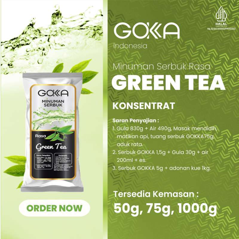 Jual Powder / Bubuk Minuman Kekinian Gokka Rasa Green Tea Kemasan 50gr ...