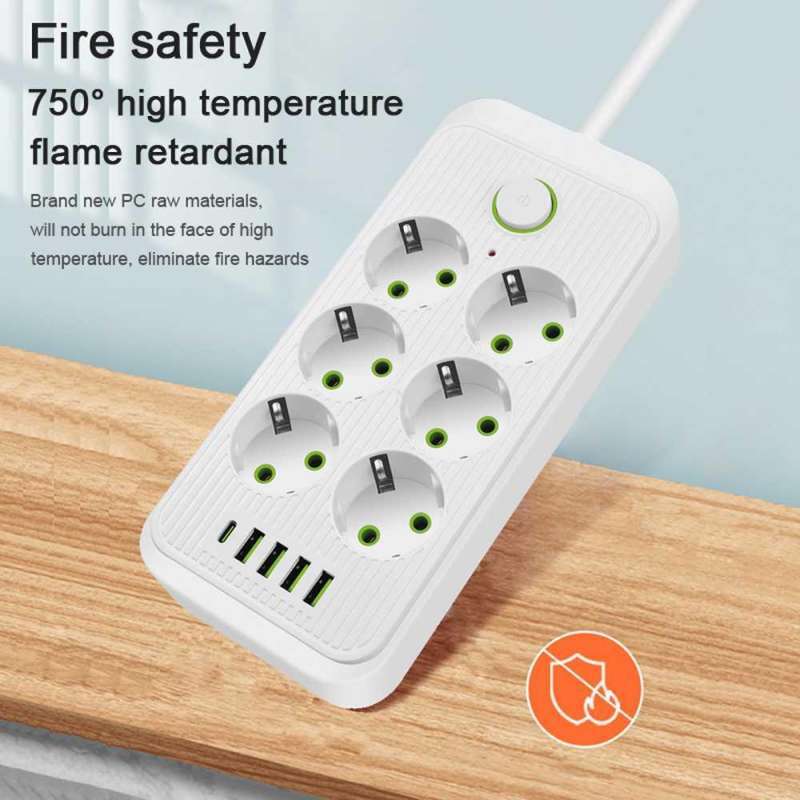 Jual Qiaolian Stop Kontak Usb Type C Eu Plug Flame Retardant 10a 220v 2500w Ql-1075u T Colokan ...