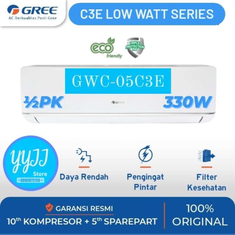 Promo Ac Split Merk Gree Low Watt Series 1/2pk (gwc-05c3e) Diskon 2% Di ...