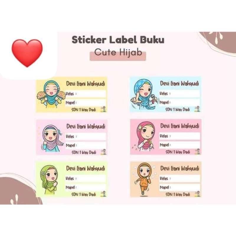 Jual 44 Pcs Stiker Nama Buku / Stiker Custom Nama Buku Sekolah Anak ...