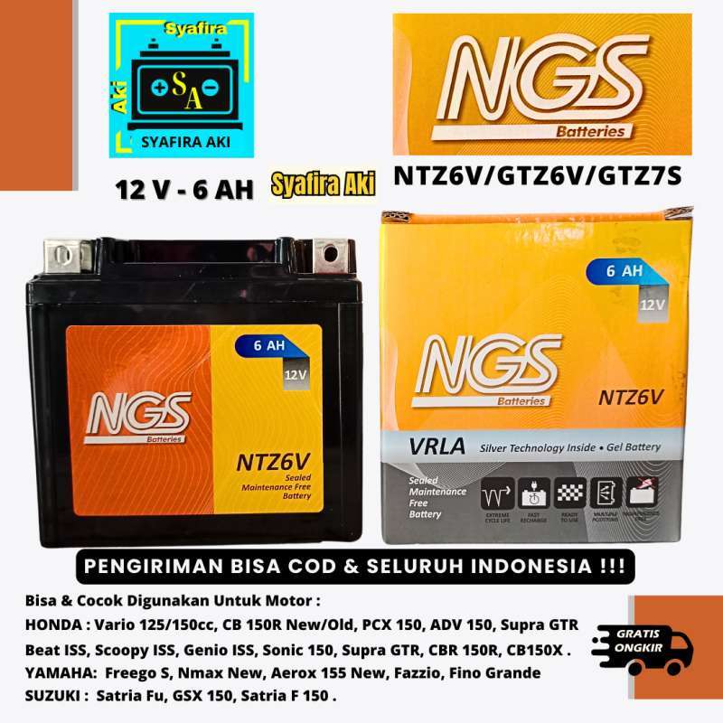 Jual Aki Motor Beat Iss, Genio Iss, Scoopy Iss, Stylo, Fazzio Ngs Gtz6v ...