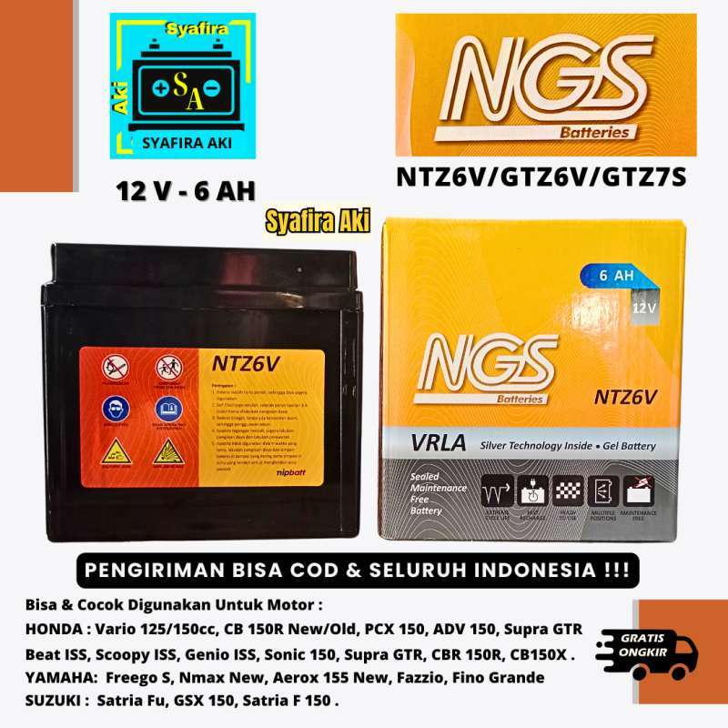 Jual Aki Motor Beat Iss, Genio Iss, Scoopy Iss, Stylo, Fazzio Ngs Gtz6v ...