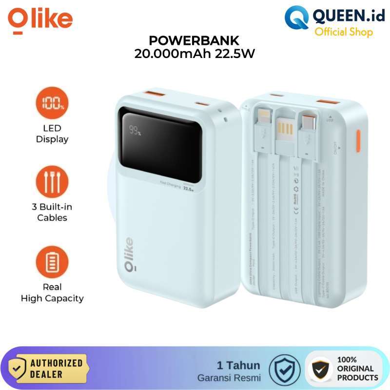 Jual Olike P402 Powerbank 20000mah 3 Built In Cable 22.5w Pd Ultra ...