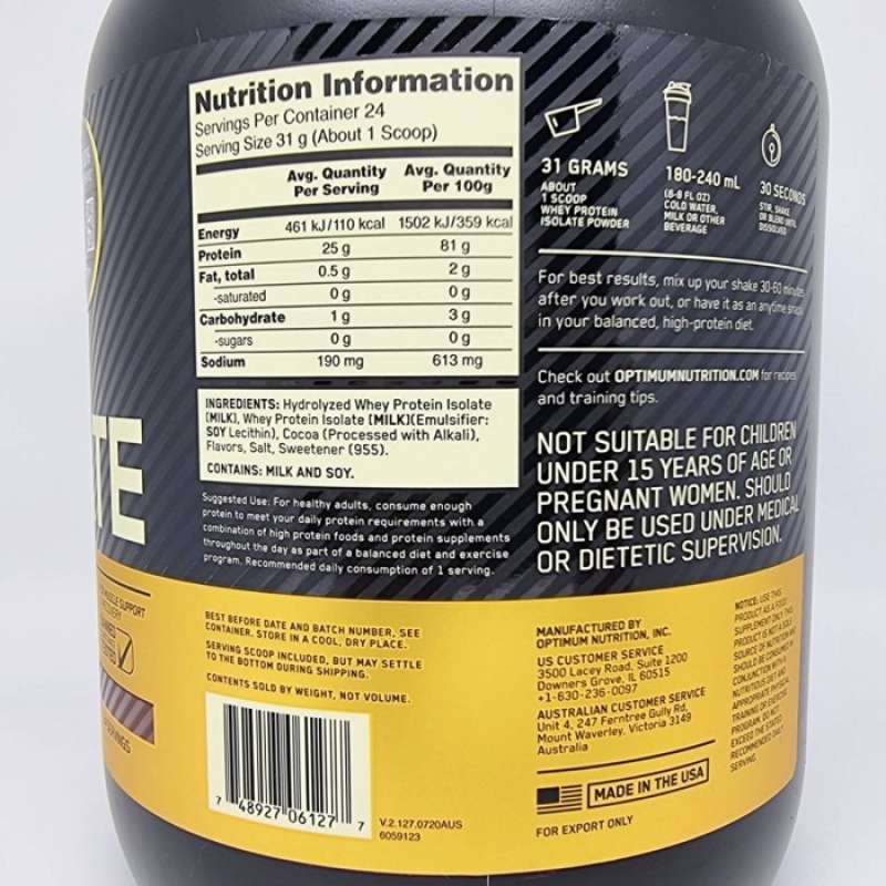 Promo Whey Gold Standard Isolate 1,64 Lbs On Optimum Nutrition Protein ...