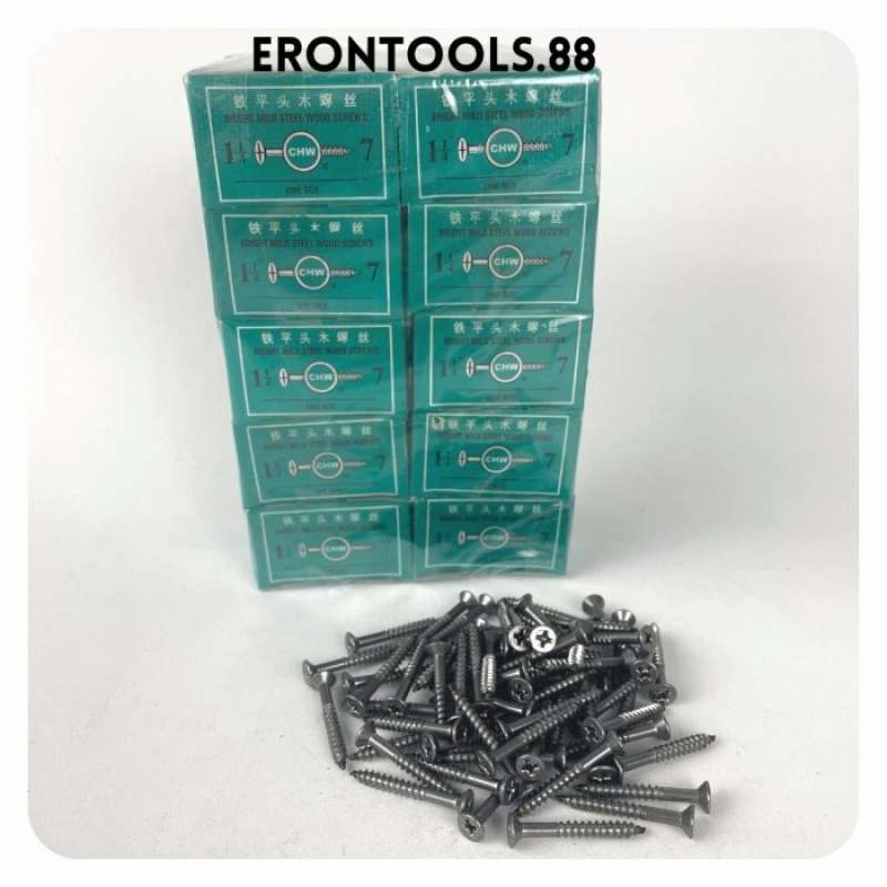 Promo Skrup Kayu Chw 1-1/4 Inch X 7 Per 10 Kotak / Sekrup Wood Screws ...