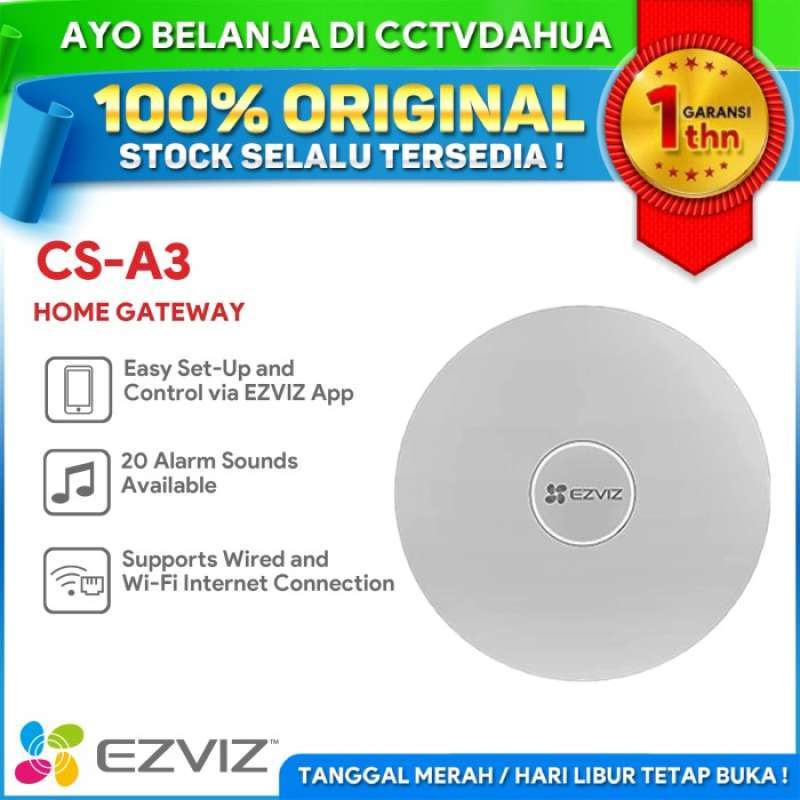 Promo Ezviz A3 Home Gateaway Instant Alert Upon Sensors Ezviz Sensor Control Diskon 23% Di ...