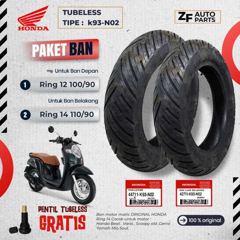 Promo Sepasang / Satuan Ban Motor Scoopy Ring 12 Ahm K93 Tubeless Genia ...
