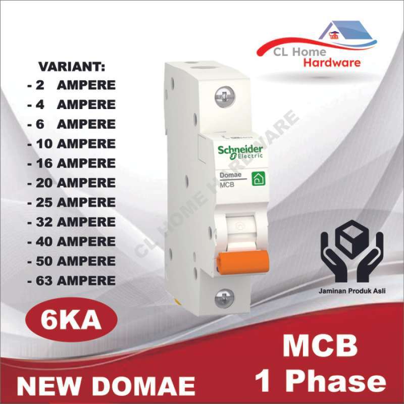 Promo Mcb 1 Phase New Domae Schneider 1p 6a,10a,16a,20a,25a,32a,40a,50a,63a - 10a Diskon 50% Di ...