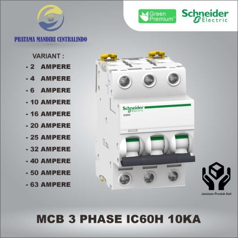 Promo Mcb 3 Phase Ic60h 10ka Schneider 3 Pole 3p - 2ampere S.d 63ampere Ori Diskon 50% Di Seller ...