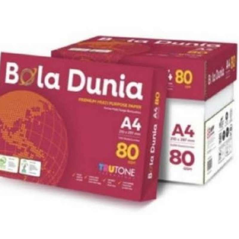 Promo Kertas Hvs A4 80gr Bola Dunia 5 Rim Diskon 22% Di Seller Ashlynn ...
