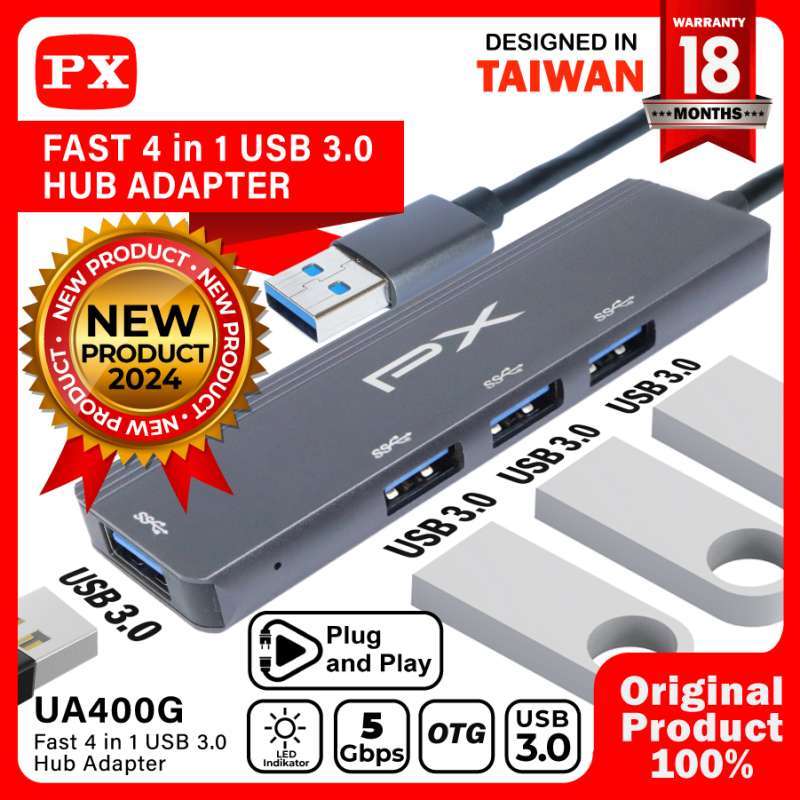 Promo Usb Hub Converter Usb 3.0 Connector Adaptor Laptop 4 In 1 Px Ua400g Diskon 68% Di Seller ...