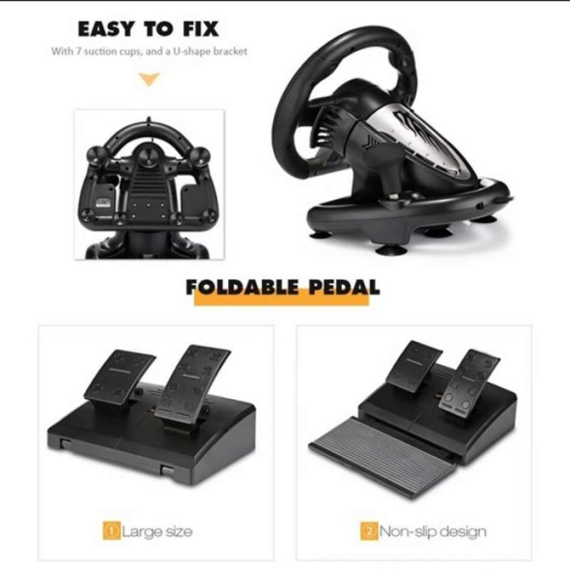 Promo 100% Produk Ori Pxn V3ii Vibration Motor Racing Game Steering Wheel With Pedal Ps Pc ...