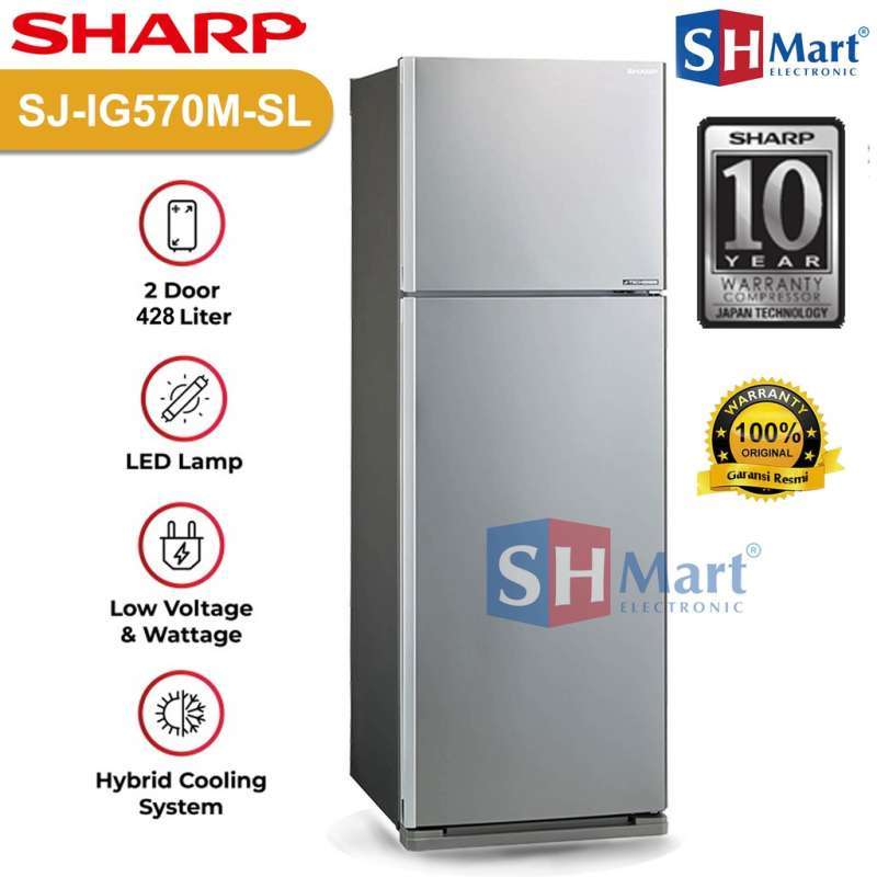 Jual Kulkas Sharp 2 Pintu Kapasitas 428 Liter Sj-ig570m-sl / Sj-ig571pg ...
