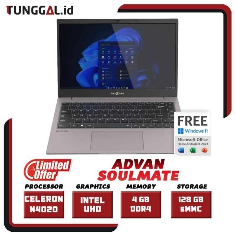 Jual Advan Soulmate Plus Celeron N4020 4gb 256gb 128gb 14.0hd Win11 ...