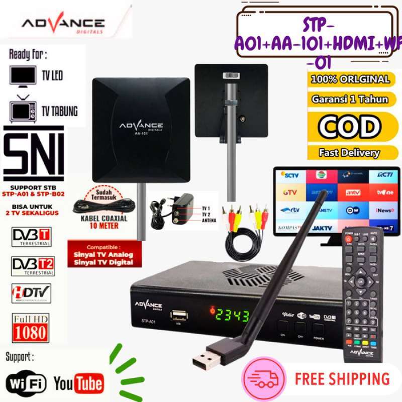 Jual Set Top Box Tv Lengkap Digital Advance Stp-a01 Dan Antena Bisa Youtube - Set+aa-901 Di ...