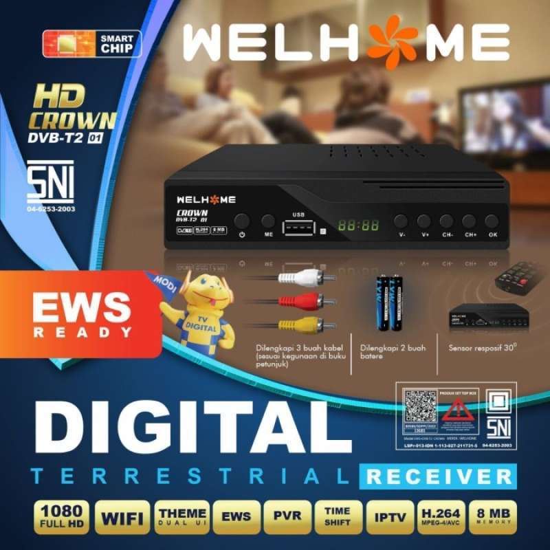 Jual Welhome Set Top Box Crown Hd Tv Digital - Dvb T2 01 - Stb T2 01 Di ...