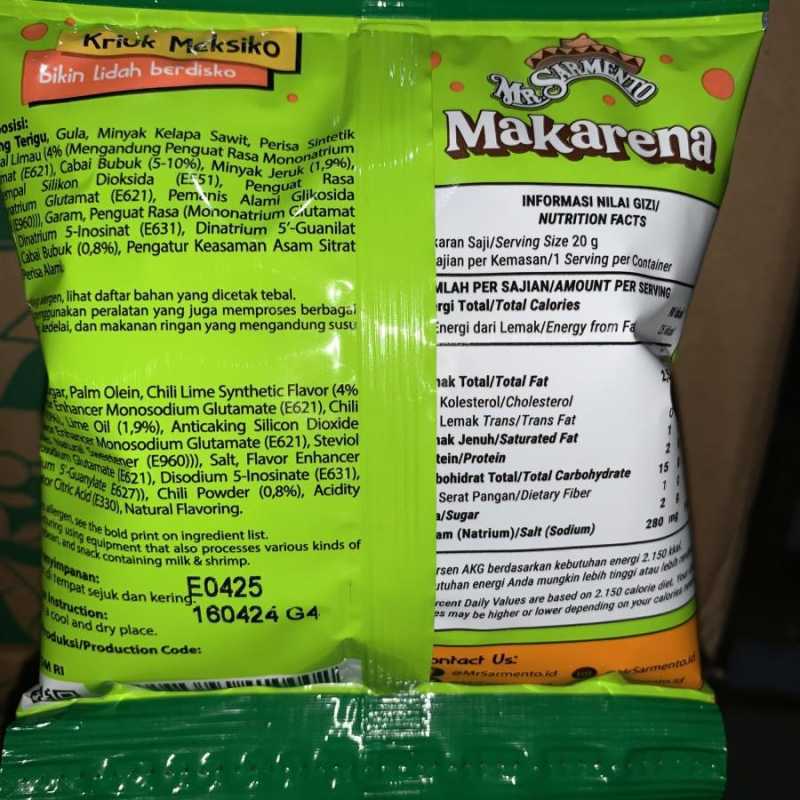 Jual Makaroni Kriuk Mr Sarmento Makarena Rasa Sabel Limo Meksiko Di ...