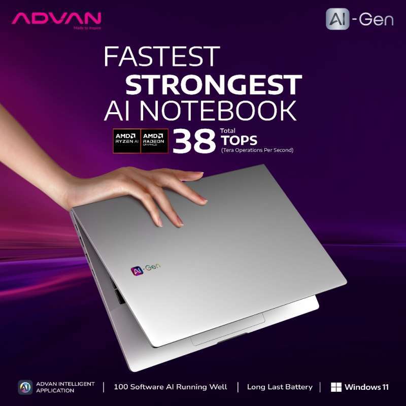 Jual Advan Laptop Ai Gen Amd Ryzen 7 8845hs Ram16gb Ssd2tb 14'' Ips 100 ...