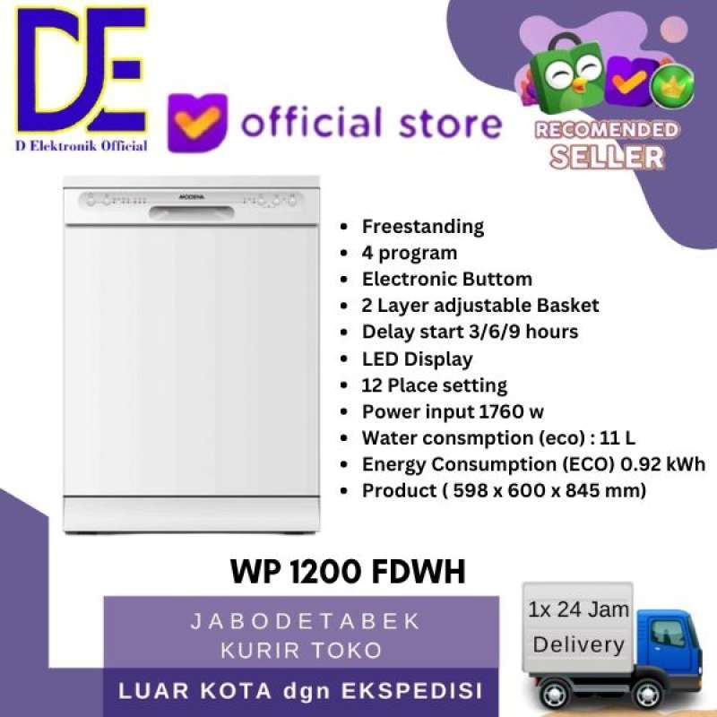 Jual Modena Wp 1200 Fdwh - Mesin Pencuci Piring Dishwasher Wp1200fdwh Di Seller D Elektronik ...