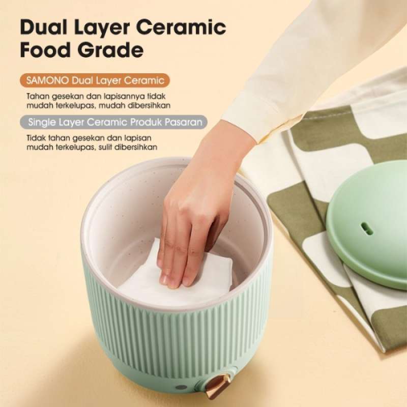 Jual Samono Panci Listrik Keramik Serbaguna Magic Com Mini Slow Cooker ...