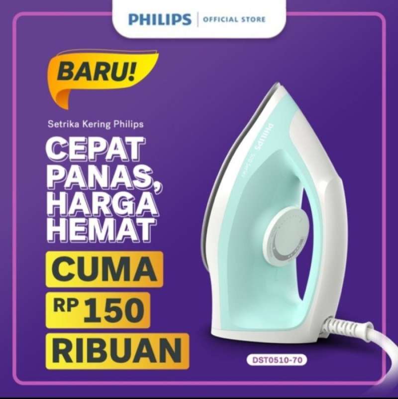 Jual Philips Dst0510 Setrika Listrik Dry Iron Dst0510/70 / Di Seller ...