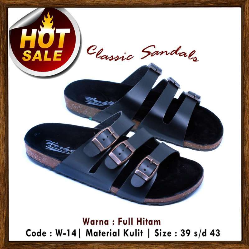 Promo Working Sendal Slop Ban 3 Kulit Original W-14 Diskon 23% Di ...