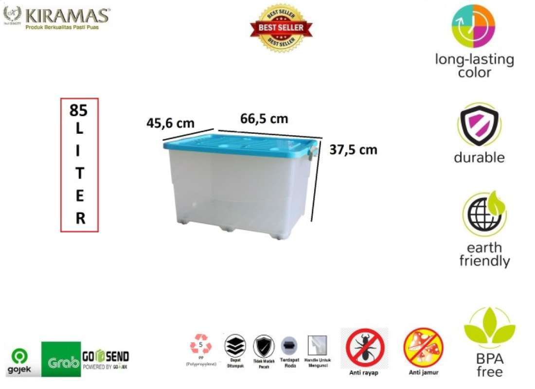 Promo Container Box 85 Liter Kiramas B85 Ar Hijau (by Gojek / Grab ...