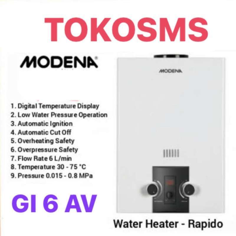 Promo Water Heater Gas Modena Gi6av / Gi 6av /gi 6 Av Model Paloma Dan ...