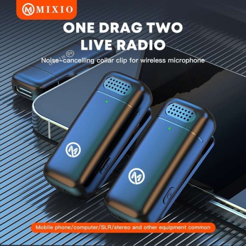 Jual Mixio W12 Mic Wireless Dual Lavalier Microphone Plug & Play ...