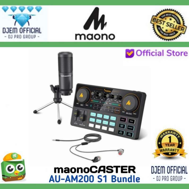 Promo Maono Caster Lite Au-am200 S1 Bundle Mixer Podcast Sound Card ...