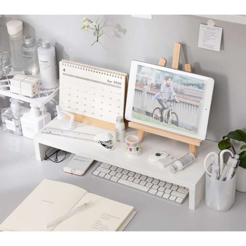 Jual White Wood Rack Study Table Rak Putih Aesthetic Korean Desk Kayu ...