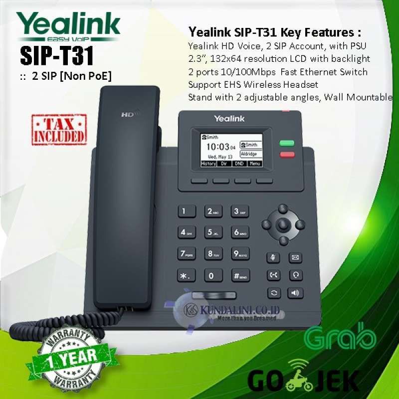 Promo Yealink Sip-t31 - Hd Voice Entry Level Ip-phone [2 Sip - Non Poe ...