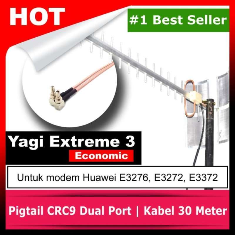 Promo Yagi Extreme 3 Dual Port Crc9 Antenna Penguat Signal E3372 (30m ...