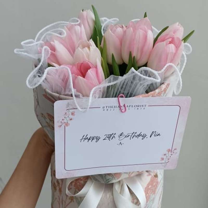 Promo Pastel Pink Tulip Party Bouquet Bucket Buket Bunga Segar Fresh ...