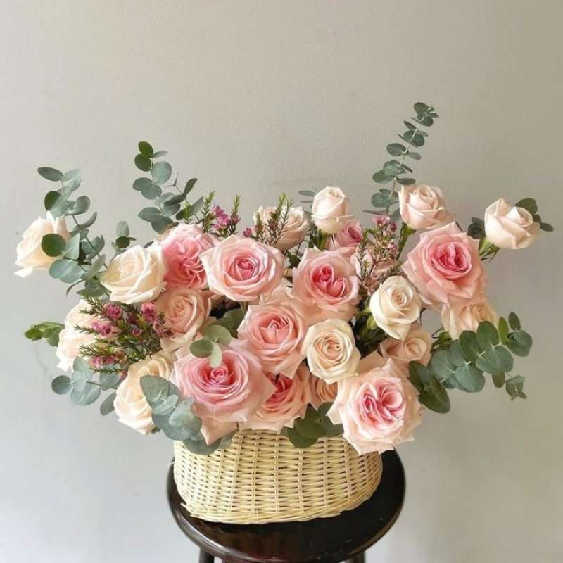 Promo Peachie Color Korean Basket Bouquet Bucket Buket Bunga Segar ...