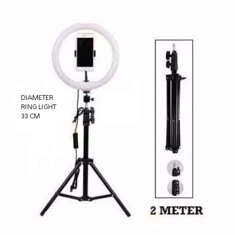 Jual Paket Lengkap Ring Light 26cm+tripod 2m - Tripod Hp Ring Light ...
