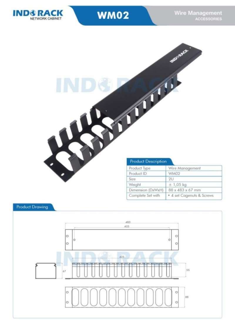 Promo 100% Produk Ori Indorack Wm02 - Wire Management 2u Rack Server ...