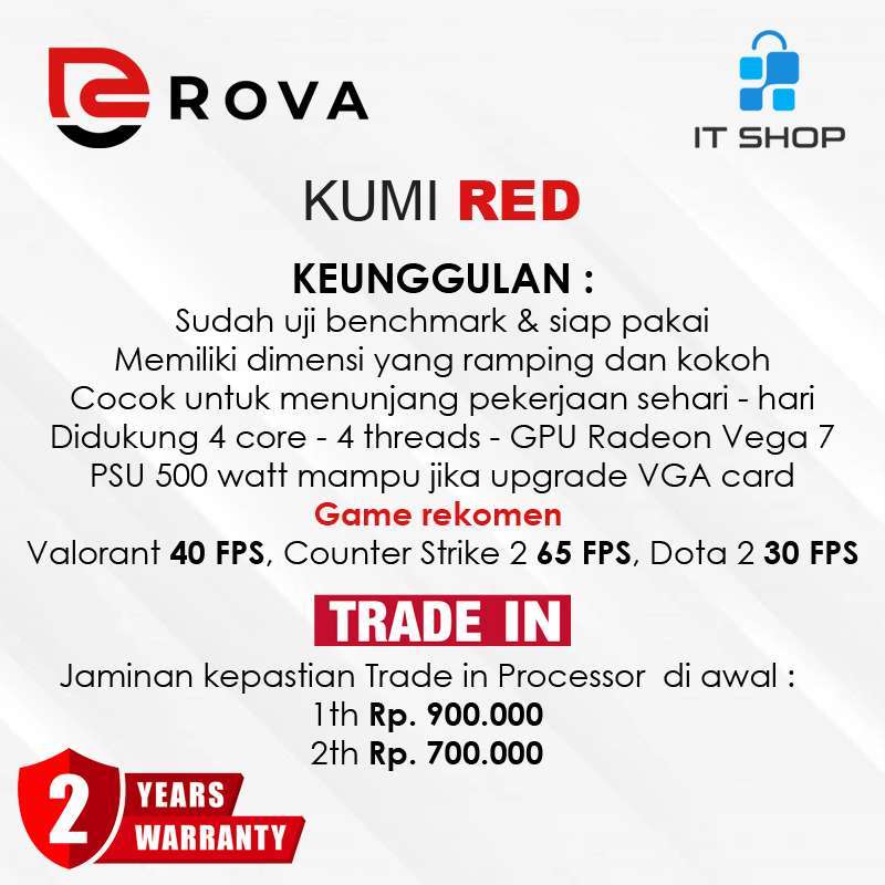 Jual Pc Rakitan Rova Kumi Red Ryzen 3 3200g / Ddr4 8gb / Nvme 256gb Di Seller It Shop Official ...