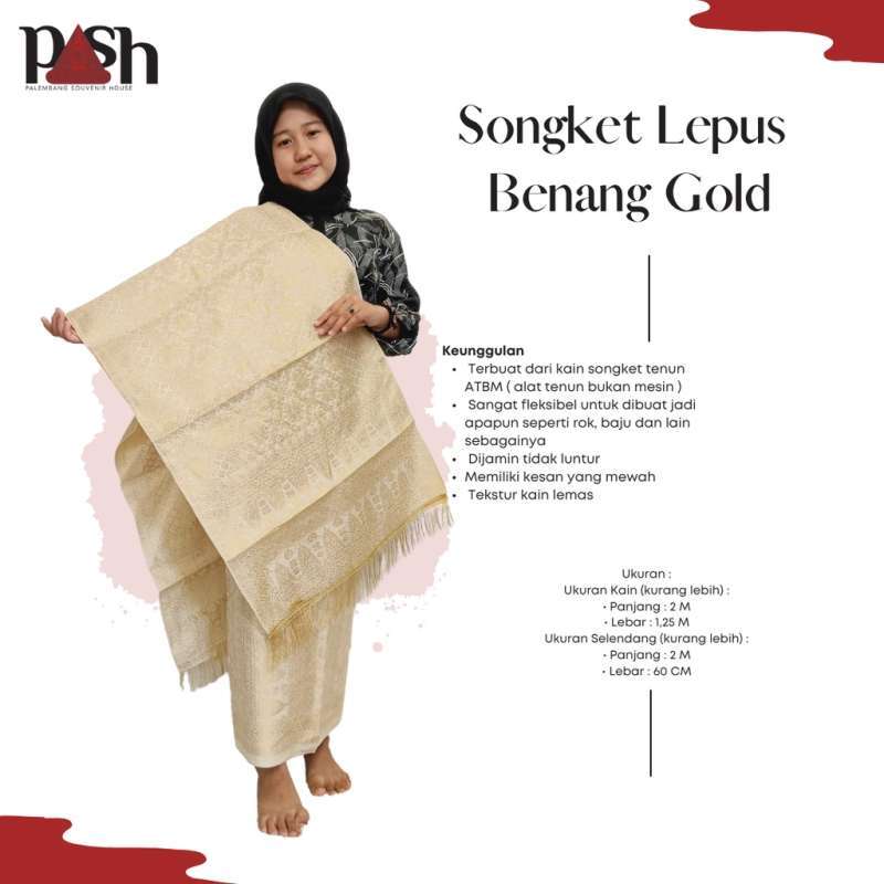 Jual Songket Pash - Songket Lepus Benang Gold Khas Palembang Berbagai Motif Dan Warna - Cream Di ...