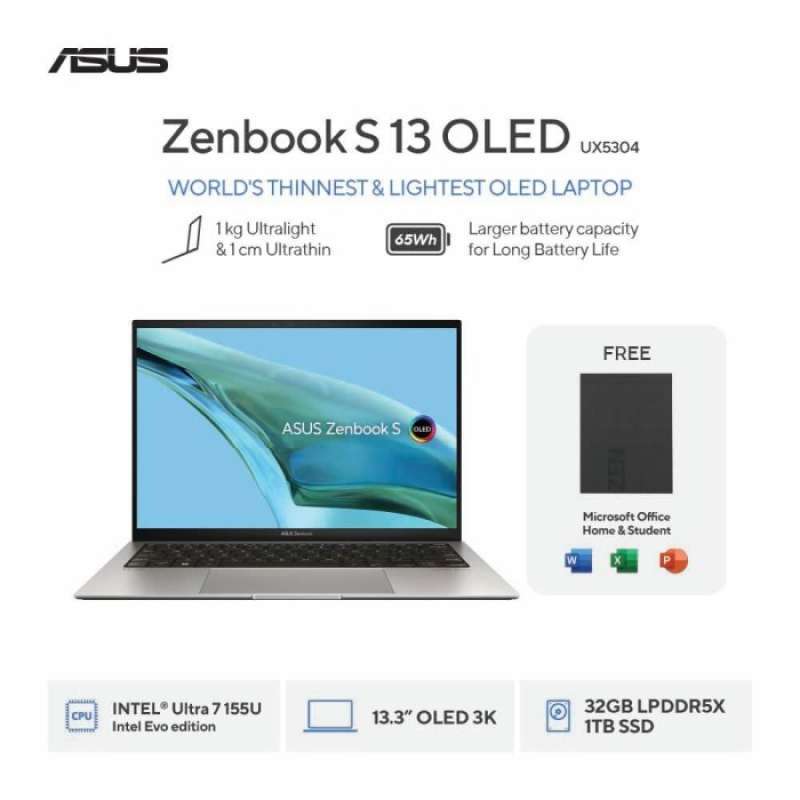 Promo Laptop Asus Zenbook S3 Oled Ux5304ma / 3k Oled 100% Dci-p3 / Core ...