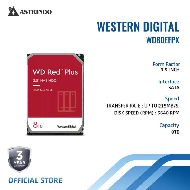 Promo Wd Hdd Red Plus 8tb 3,5 Inch Hard Disk Internal Sata 5640 Rpm For Nas Diskon 18% Di Seller ...