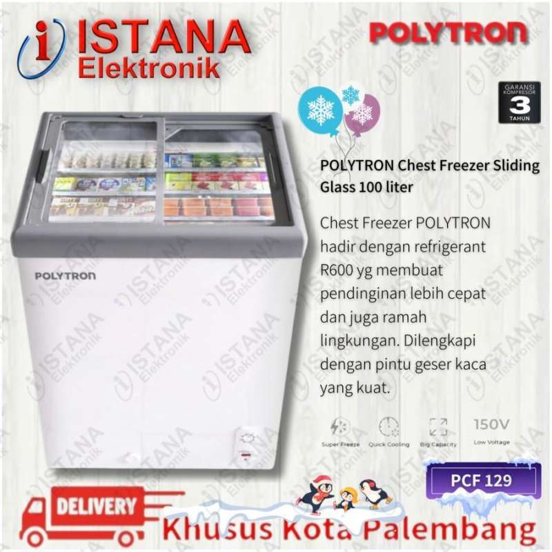 Jual Polytron Box/chest Freezer Sliding Glass/kaca 100 Liter Pcf 129 Di ...