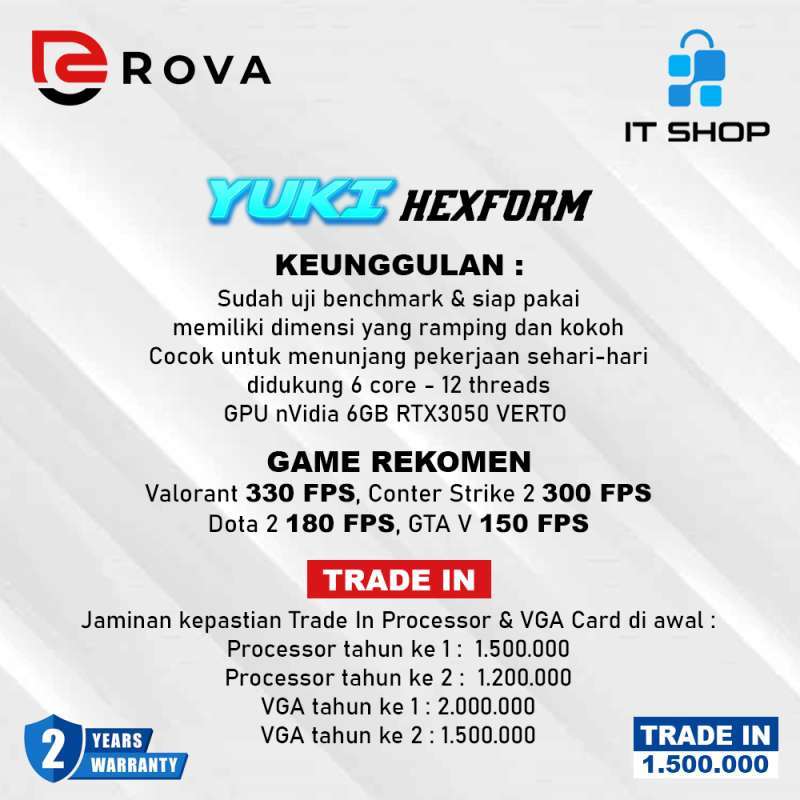 Jual Pc Rakitan Rova Yuki Hexform Intel I5 12400f / Rtx 3050 / Ddr4 16gb / Nvme 500gb Di Seller ...