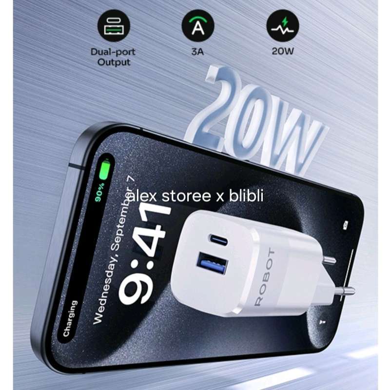 Jual Robot Rt-f7 Kabel Charger iPhone Fast Charging 20w Pd Type C To ...