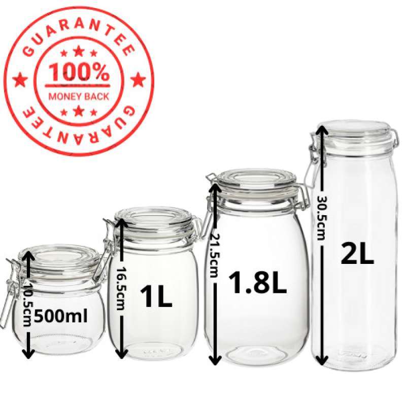 Jual Jar Kaca 500ml 1000 Ml 1800 Ml 2000 Ml Tnf Serbaguna Kedap Udara Di Seller Hachi ...