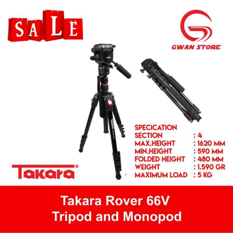 Promo Takara Rover 66v Fluid Head Compact 2 In 1 Traveller Tripod Monopod Diskon 23% Di Seller ...