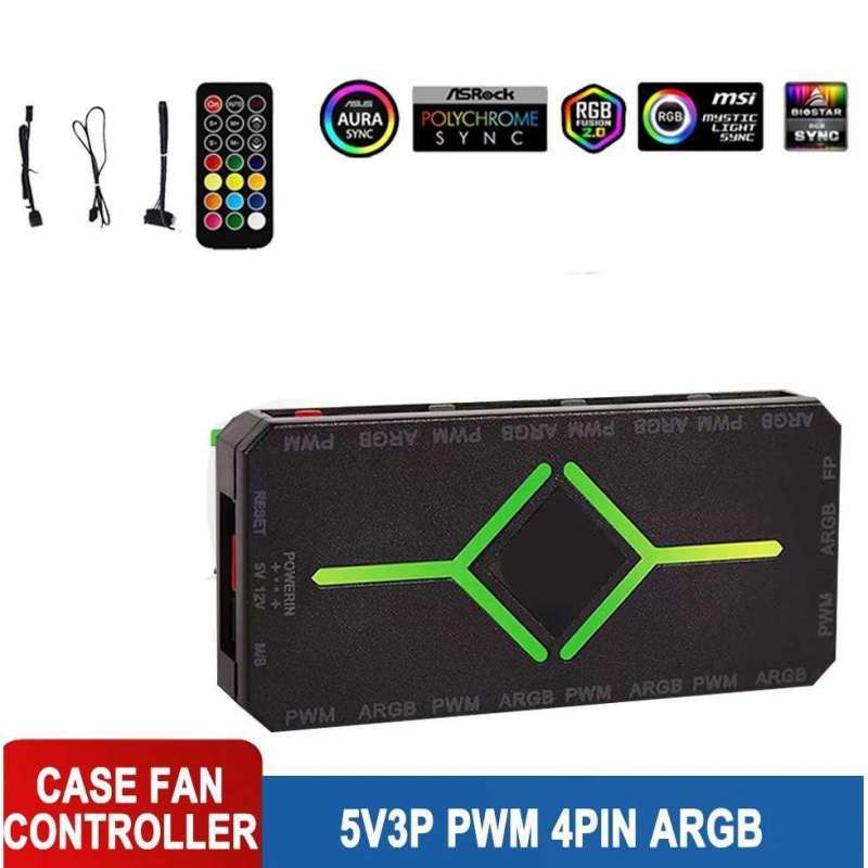 Jual Ausen Argb Fan Controller Kipas Cpu 5v 3 Pin Rgb With Remote ...