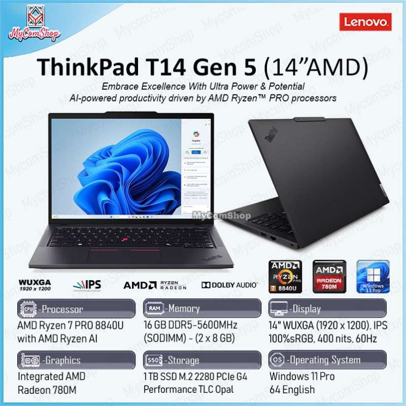 Jual Lenovo Thinkpad T14 Gen 5 Ryzen 7 Pro 8840u 16gb Ram 1tb Ssd Amd Radeon 14 Wuxga Ips Di ...